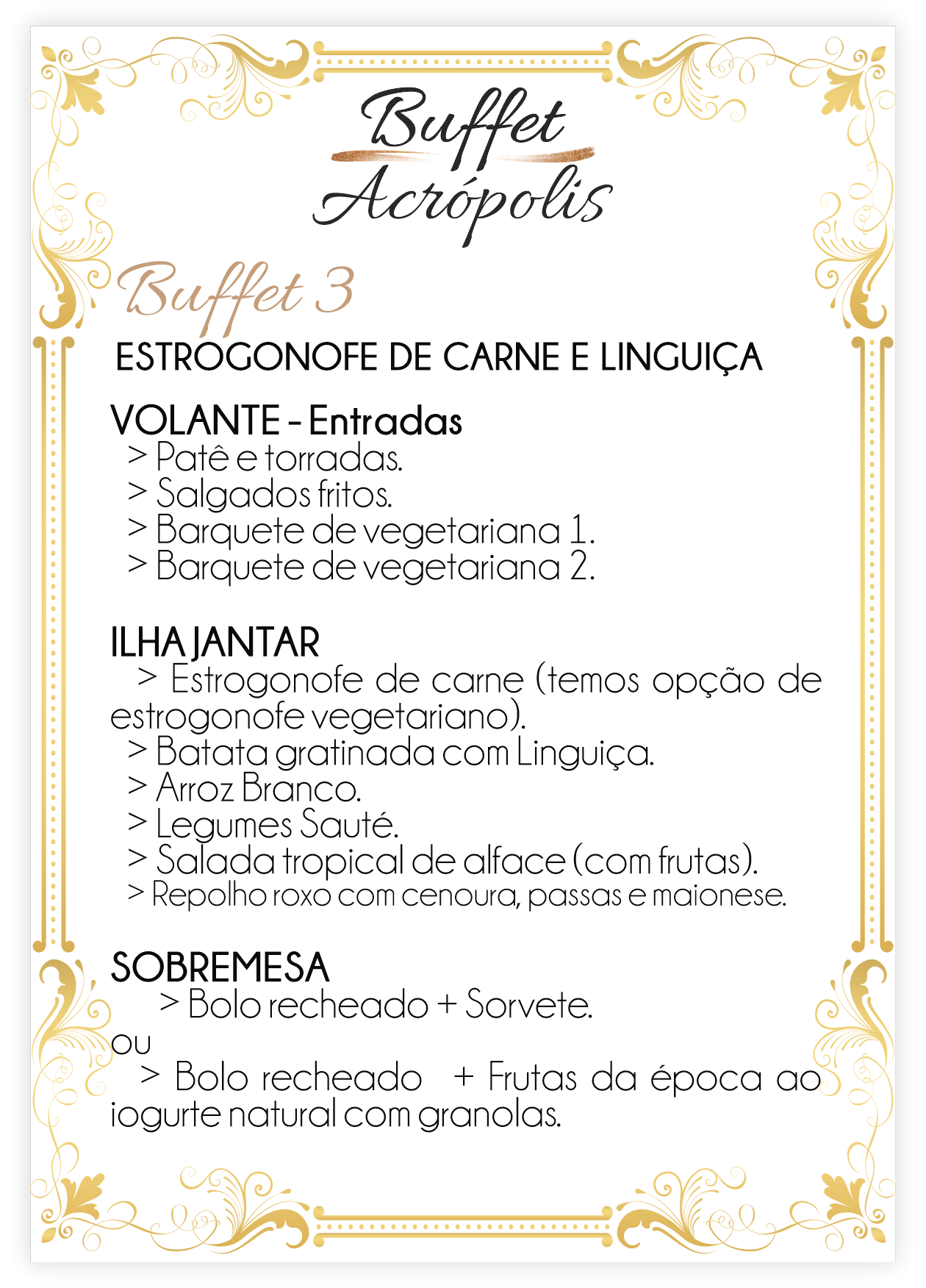 CARDÁPIOS :: Buffet Acrópolis - Festas & Eventos
