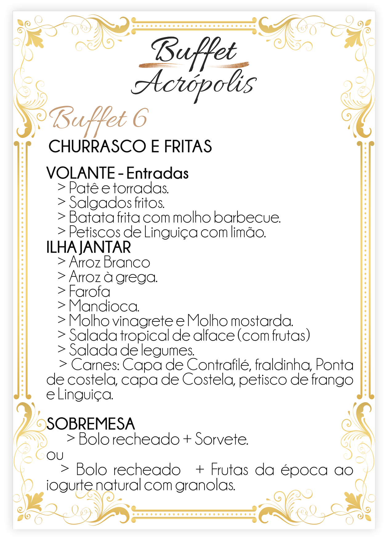 CARDÁPIOS :: Buffet Acrópolis - Festas & Eventos